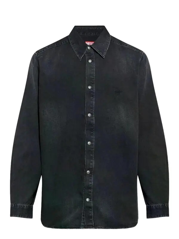 DIESEL D-simply Embroidered Denim Shirt - Black