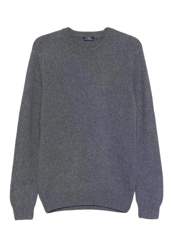 BARBA NAPOLI Ribbed Crew-neck Sweater - Grey