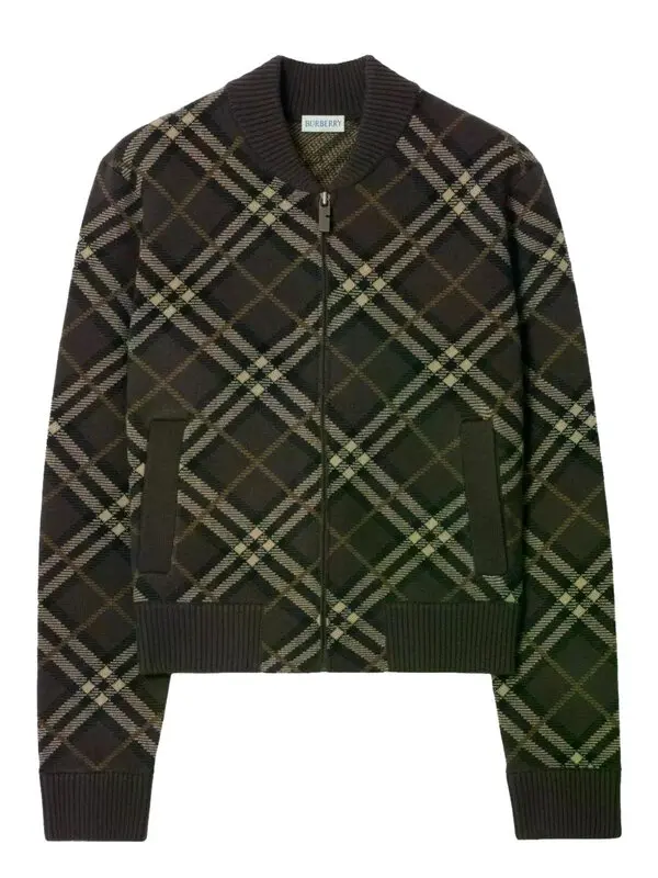 Burberry Check Zip-up Bomber Jacket - Brown