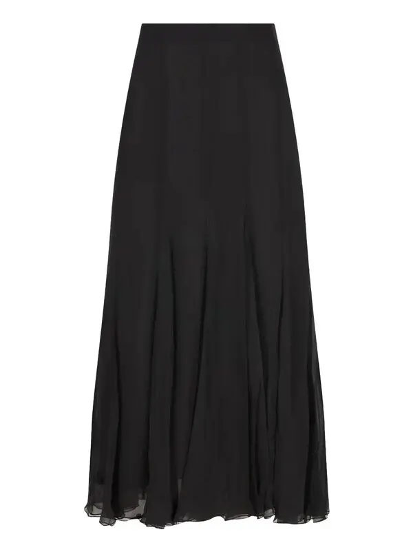 Chloé Flared Maxi Skirt With Ruffled Hem - Black