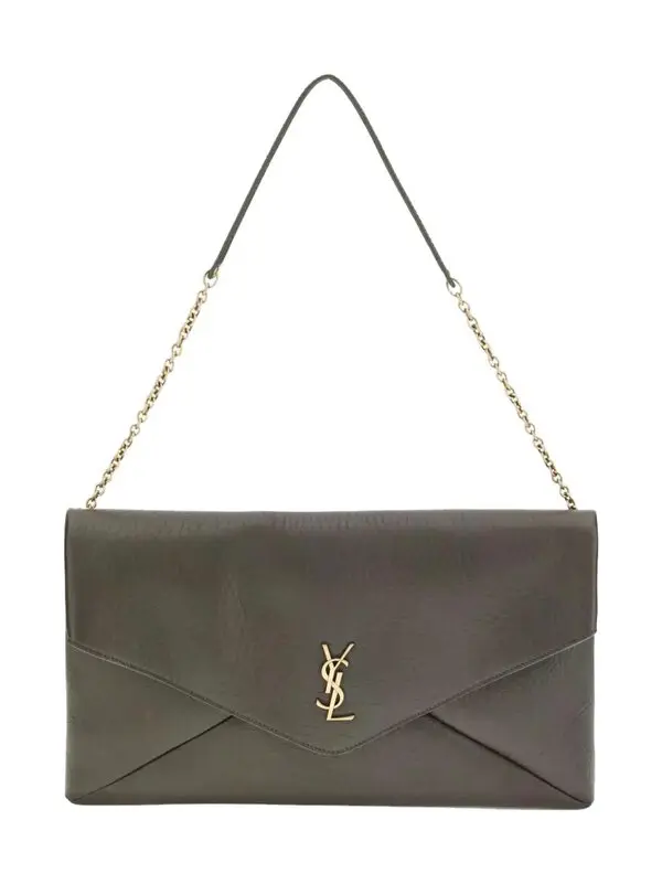 Saint Laurent Cassandre Xxl Leather Clutch - Brown