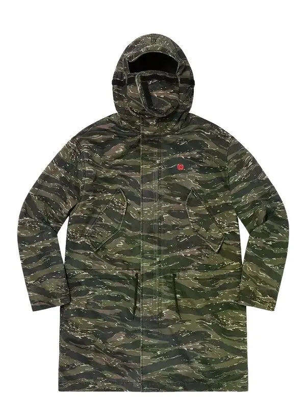 Supreme Camouflage Tiger Print Parka Coat - Green