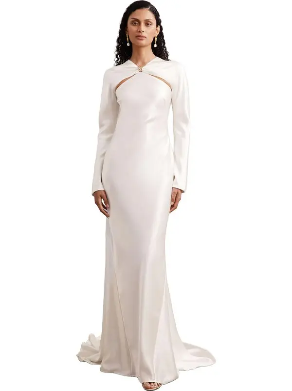 Acler Satin Cut-out Gown - Ivory