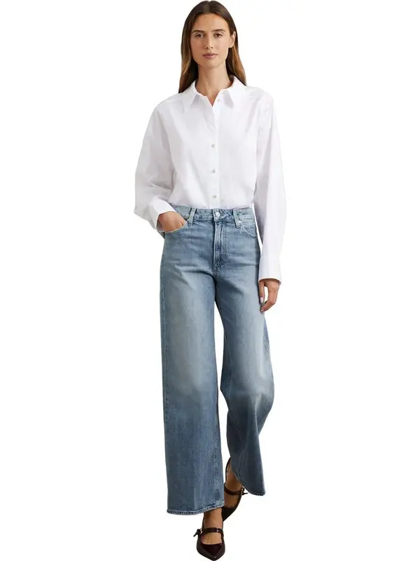 Paige Anessa Wide Leg Jeans - Light Blue