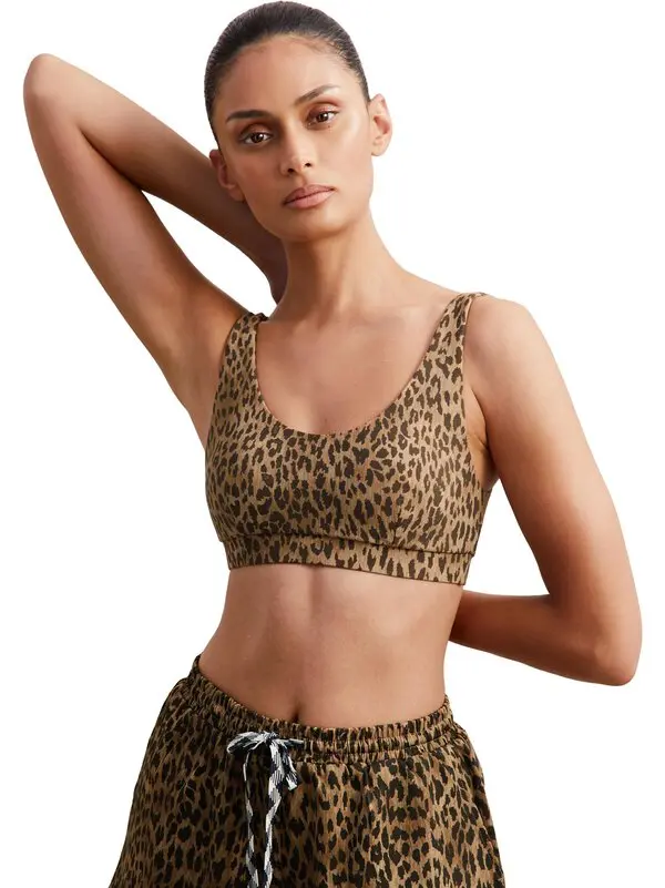 The Upside Leopard-print Scoop Bra - Brown Print