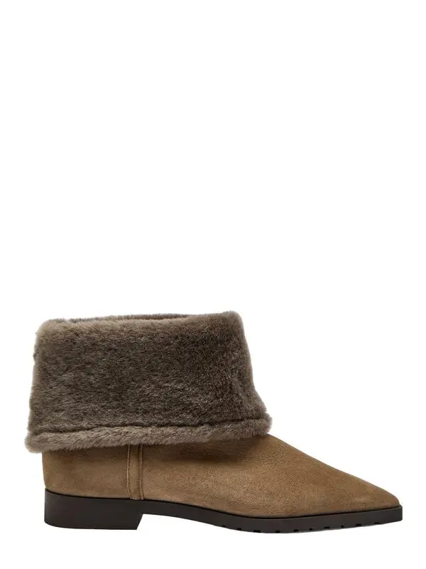 TOTEME Shearling-trimmed Suede Ankle Boots - Taupe