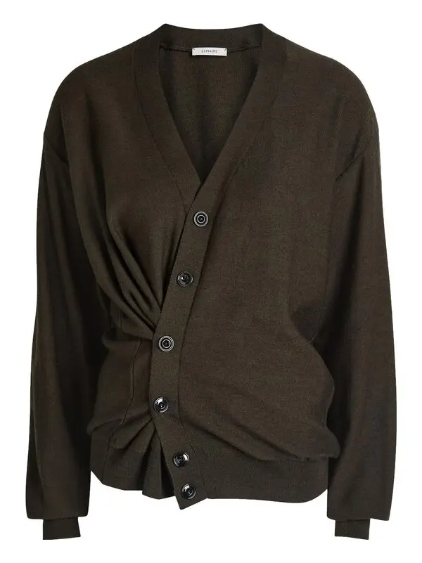 LEMAIRE Twisted Knit Cardigan - Dark Brown
