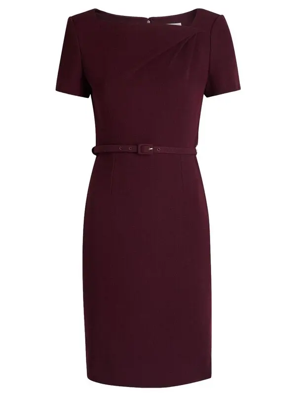 Roland Mouret Belted Wool-crepe Dress - Burgundy