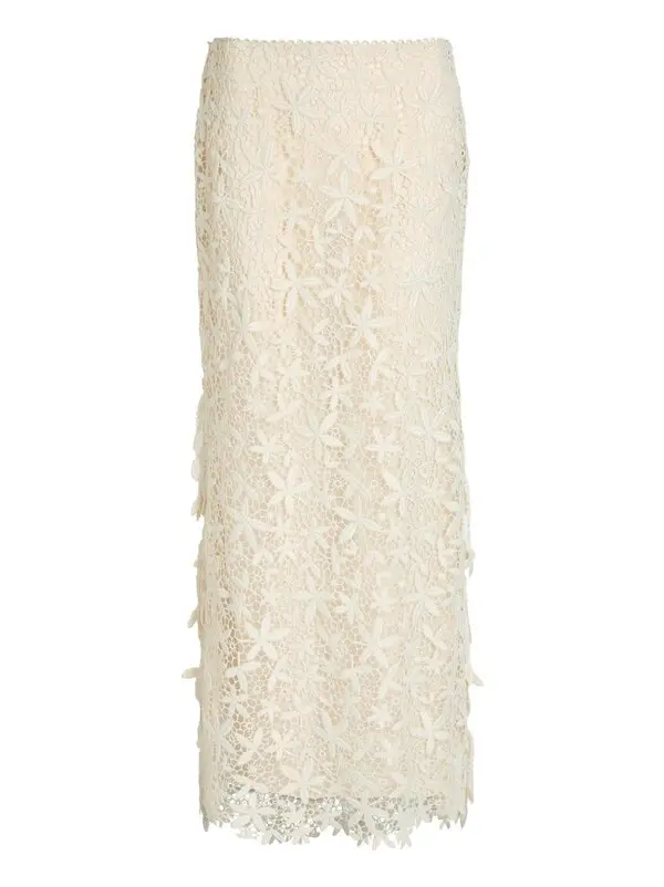 TOTEME Floral Guipure Lace Maxi Skirt - White
