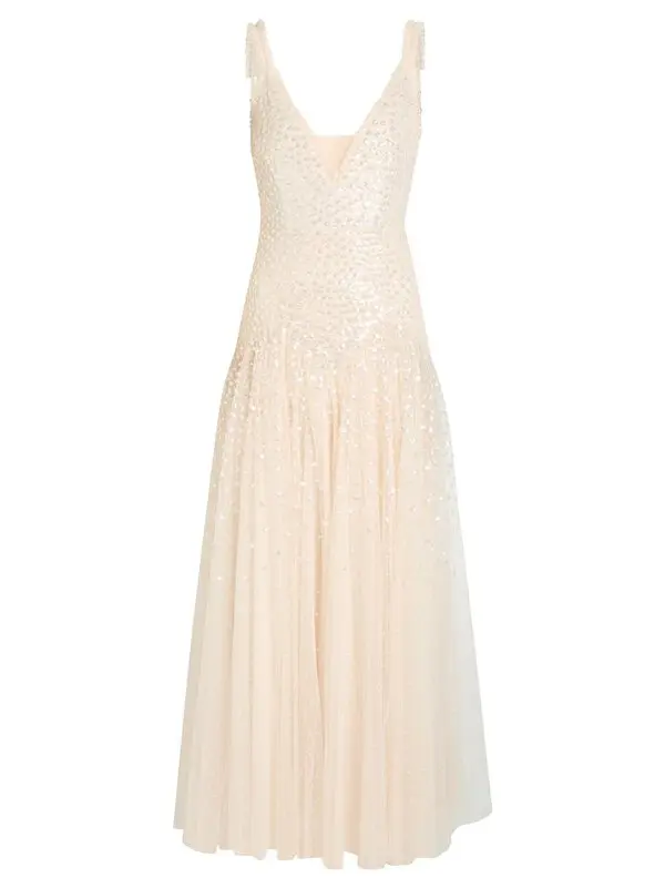 NEEDLE & THREAD Sequin-embellished Tulle Gown - Cream