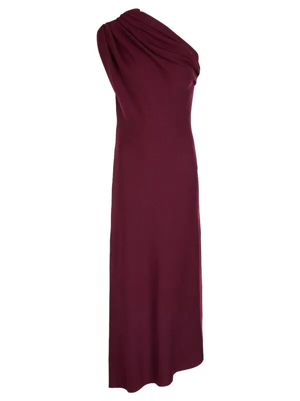 Khaite Coast Asymmetric Wool-blend Midi Dress - Dark Red
