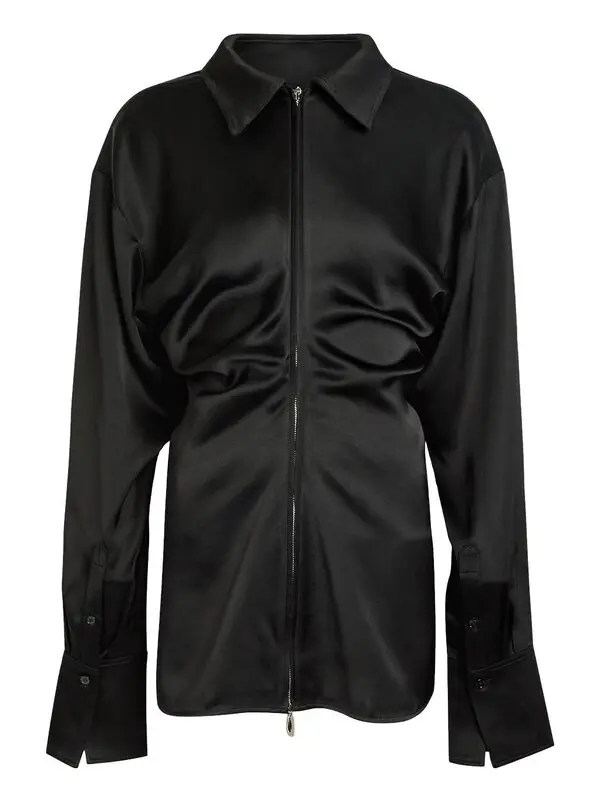 TOTEME Draped Satin Shirt - Black