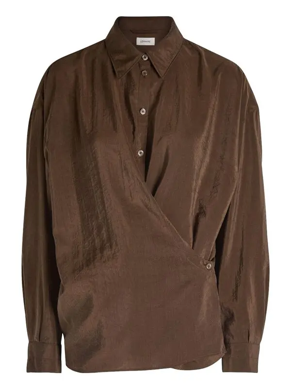 LEMAIRE Twisted Crinkled Silk-blend Shirt - Brown