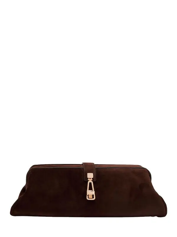 Gabriela Hearst Baguette Suede Clutch - Dark Brown
