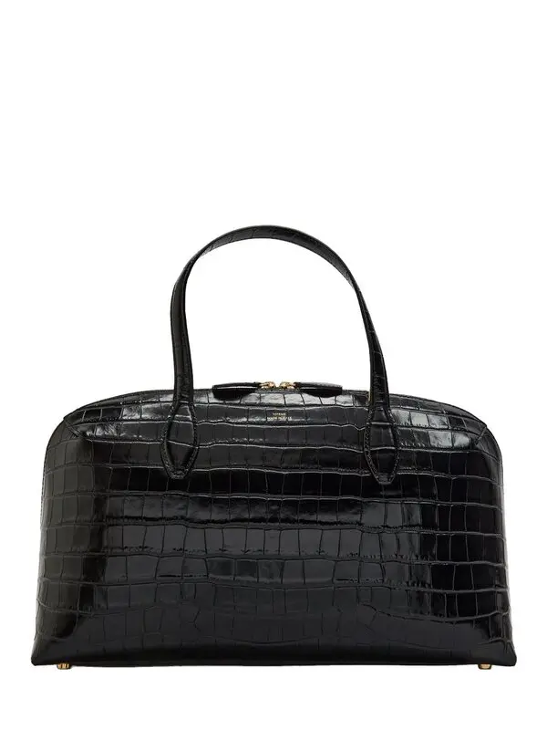 TOTEME Lounge Medium Crocodile-effect Leather Top Handle Bag - Black