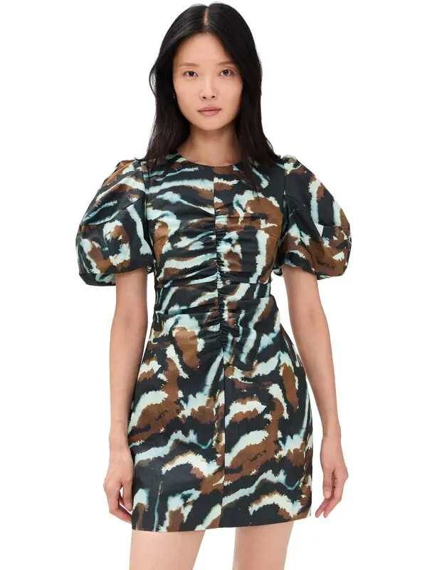 AMUR Tanner Puff Sleeve Mini Dress - Aerial Terrain