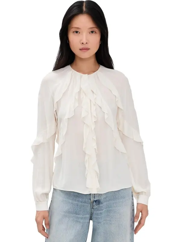 FAVORITE DAUGHTER Ruffle-trimmed Chiffon Blouse - Ivory