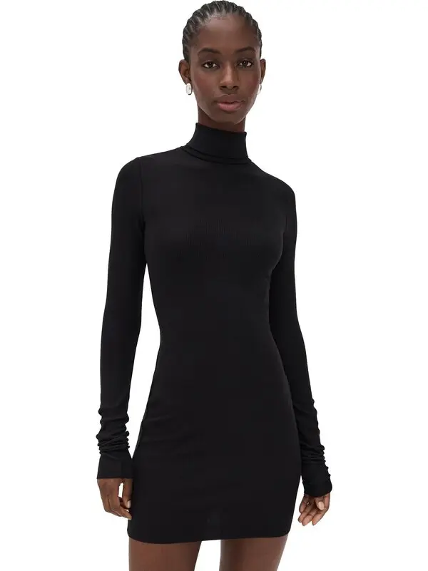 Eterne Long Sleeve Turtleneck Mini Dress - Black