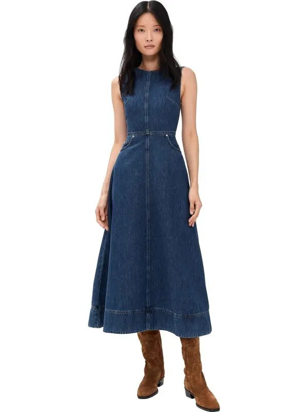 ALIGNE Waterlily Denim Midi Dress - Mid Blue