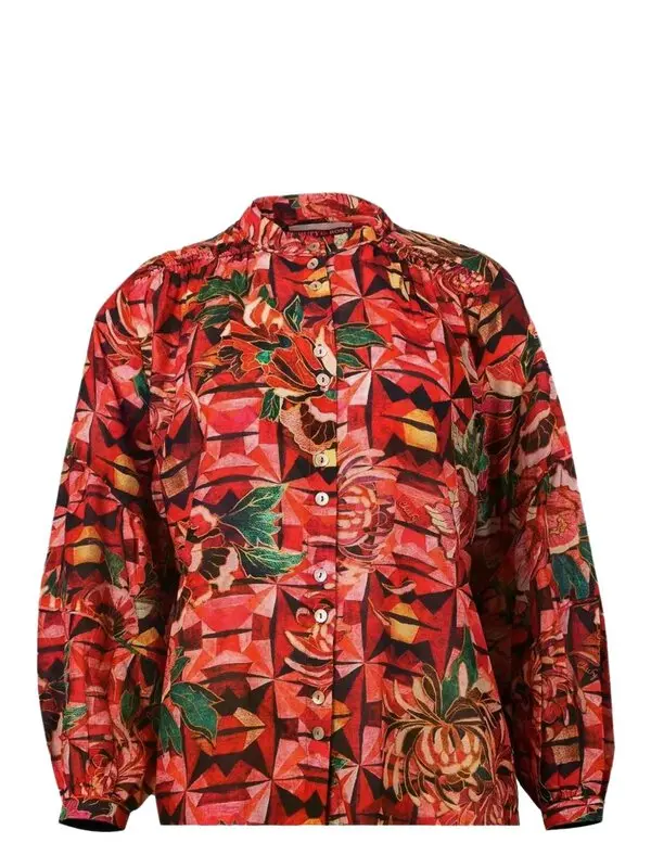 Chufy Floral-print Long-sleeve Shirt - Red