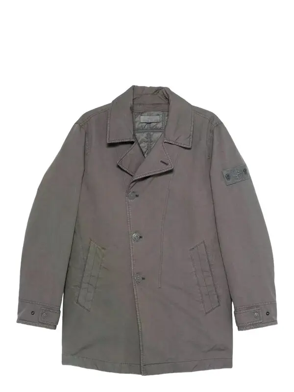 Stone Island Compass-patch Buttoned Coat - Grey