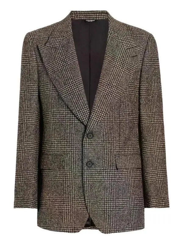 Dolce & Gabbana Check-pattern Buttoned-up Blazer - Brown