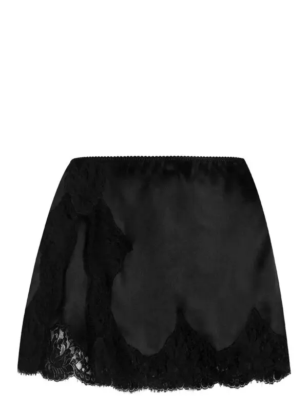 Dolce & Gabbana Lace-trimmed Satin Skirt - Brown