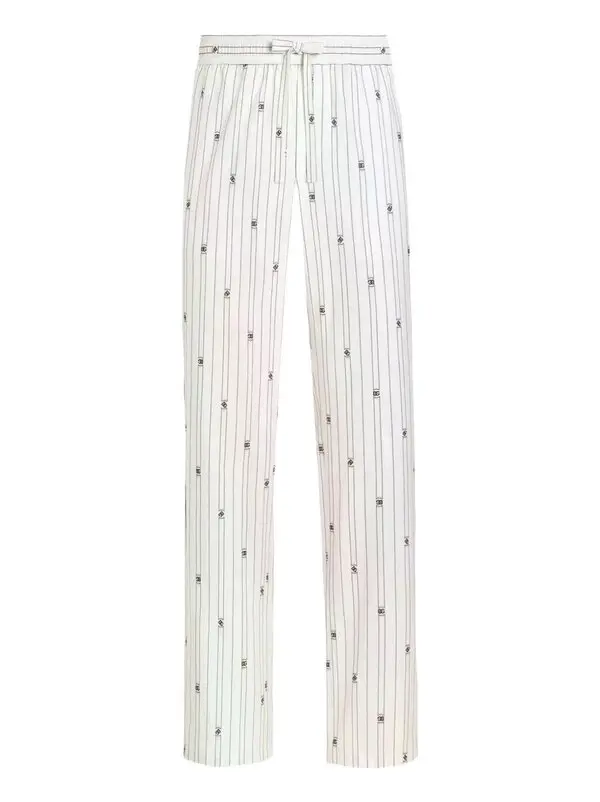 Dolce & Gabbana Striped Logo-print Trousers - White
