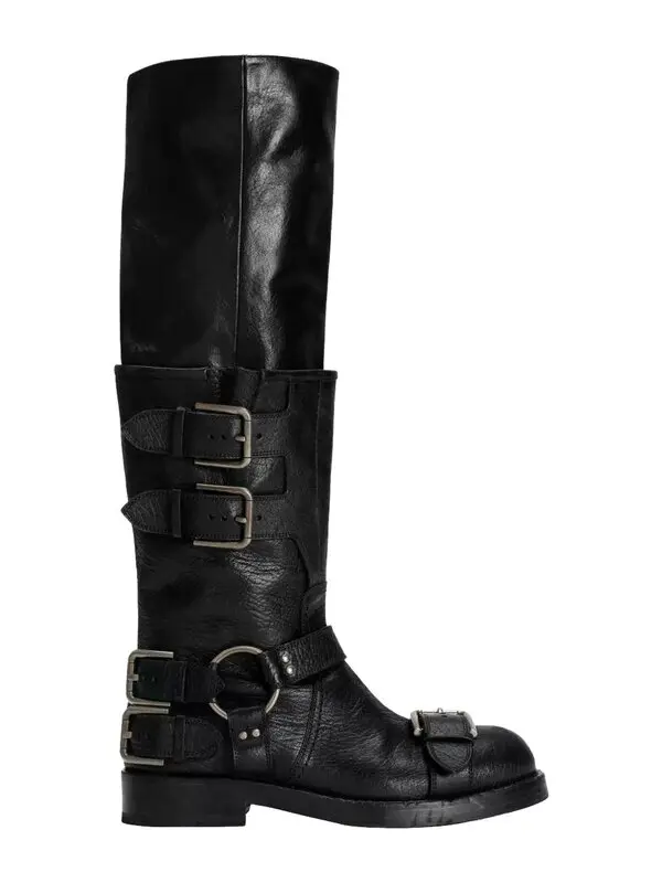 Dolce & Gabbana Buckle-detail Leather Boots - Black