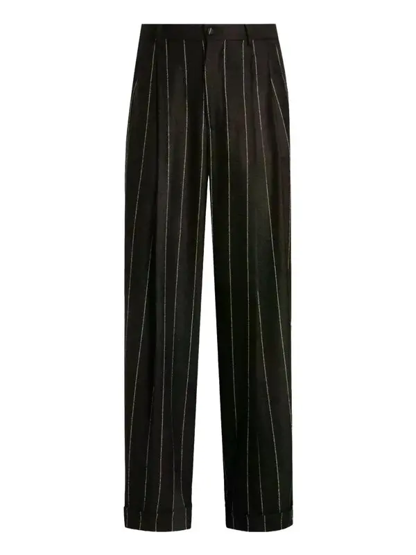Dolce & Gabbana Pinstripe Pleated-front Trousers - Black