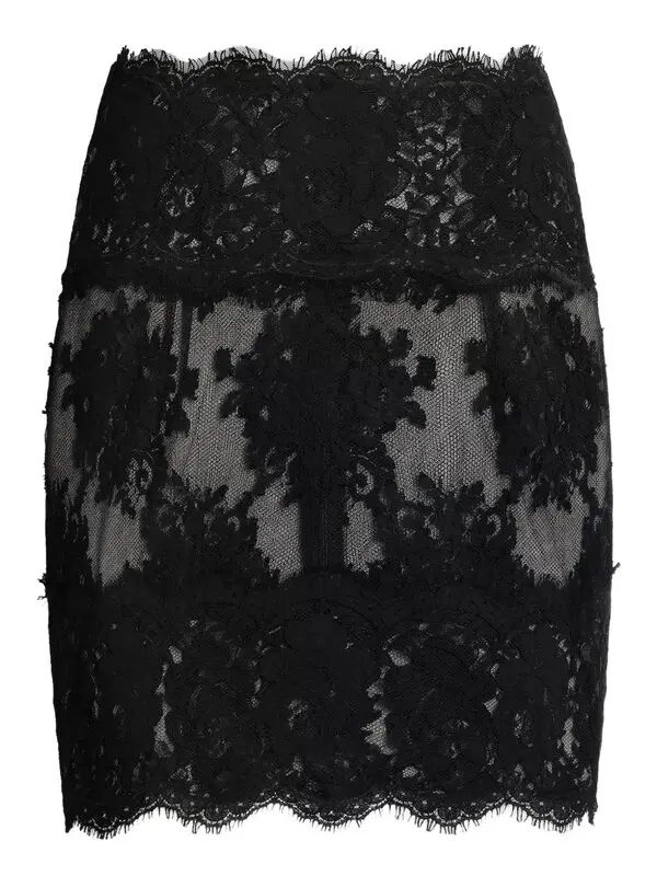 Dolce & Gabbana Scalloped Lace Mini Skirt - Black