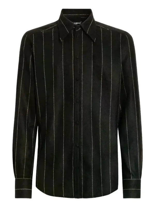 Dolce & Gabbana Pinstripe Long-sleeved Shirt - Black