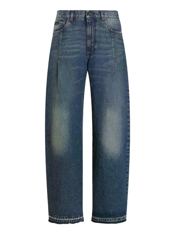 Dolce & Gabbana Logo Plaque Wide-leg Jeans - Blue