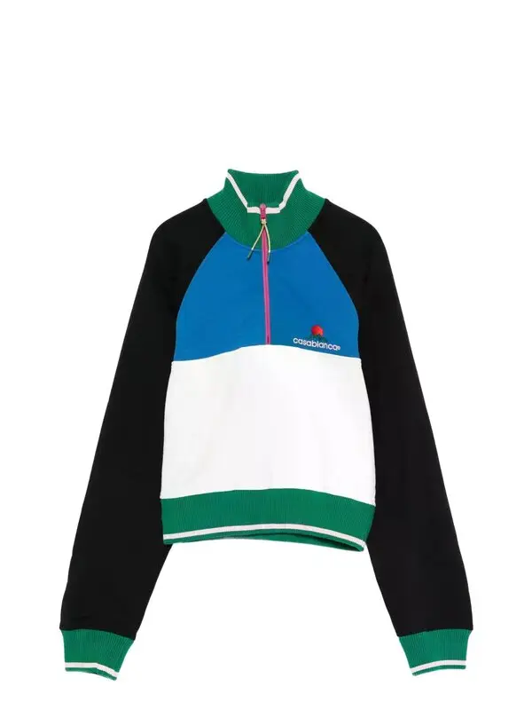 Casablanca Colour-block Quarter-zip Sweatshirt - White
