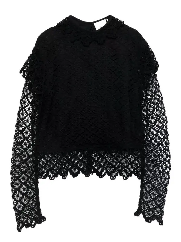 Isabel Marant Ludivine Lace-trimmed Ruffled Top - Black