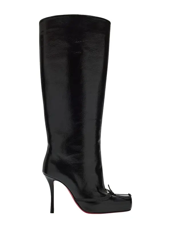 CHRISTIAN LOUBOUTIN 100mm Cassia Nodo Leather Knee Boots - Black