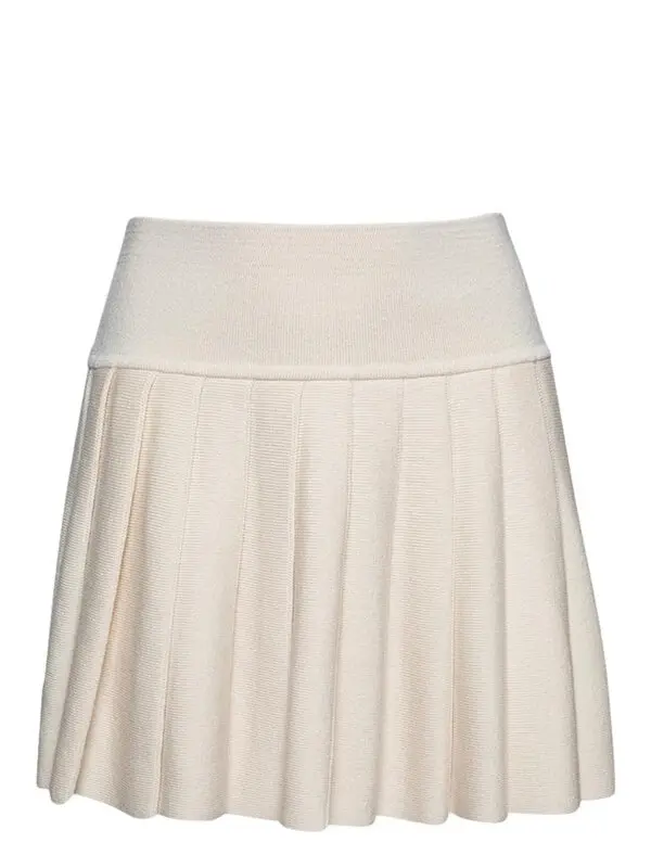 AMIYA Heritage Pleated Mini Skirt - Off White