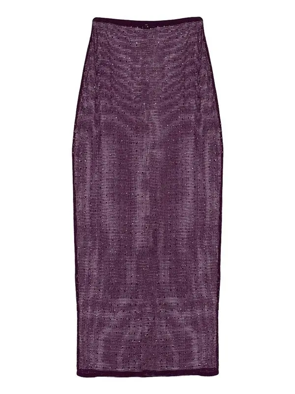 Zeynep Arçay Crystal-embellished Fishnet Pencil Skirt - Red