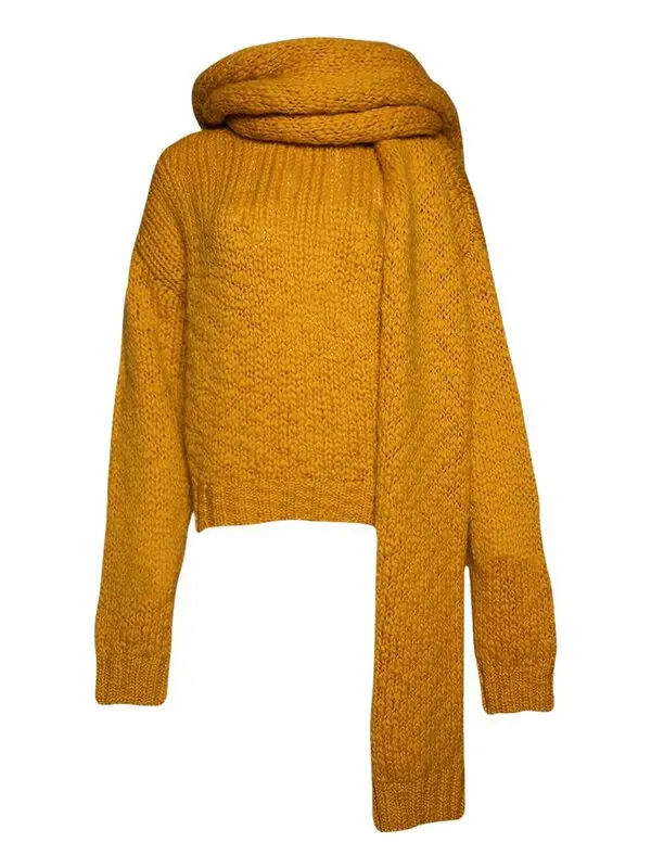 AMIYA Nuvola Wool Sweater And Scarf Set - Yellow