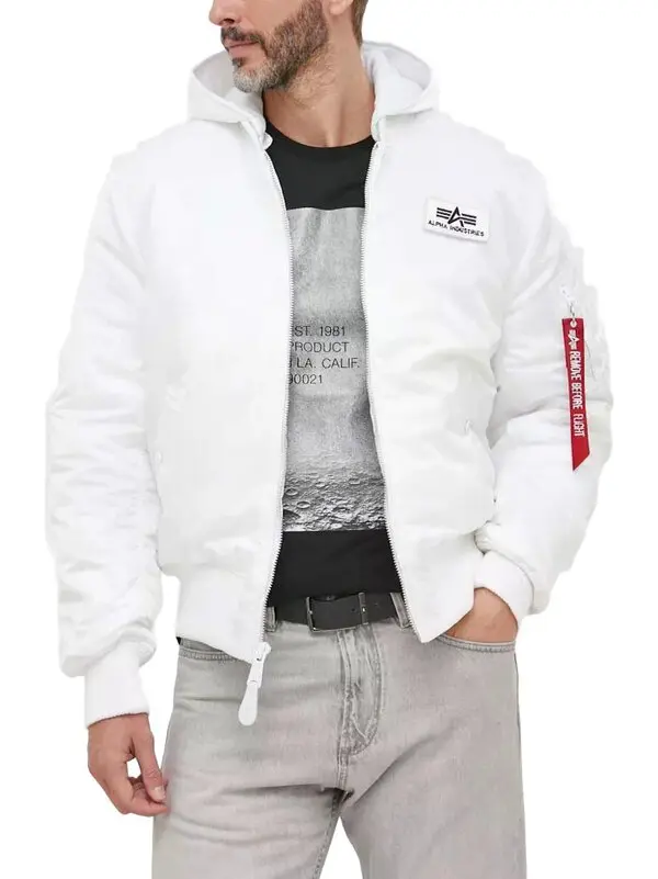 Alpha Industries Ma-1 Zip Hooded Bomber Jacket - White