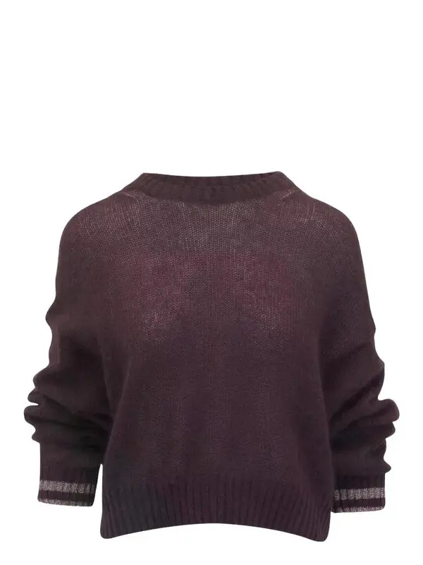 Brunello Cucinelli Cashmere Sweater With Metallic Trim - Brown