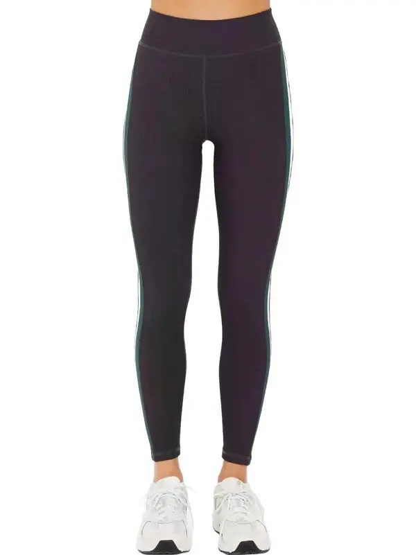 The Upside Ribbed Side-stripe Leggings - Black