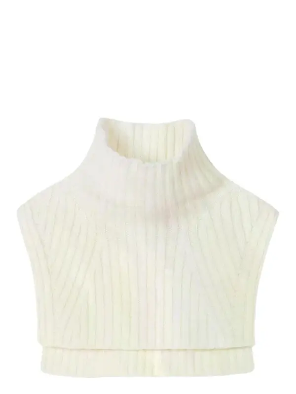 Eric Bompard Ribbed Knit High-neck Bib - White