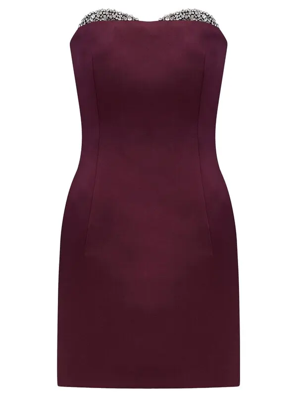 THE NEW ARRIVALS ILKYAZ OZEL Noélie Strapless Dress - Burgundy