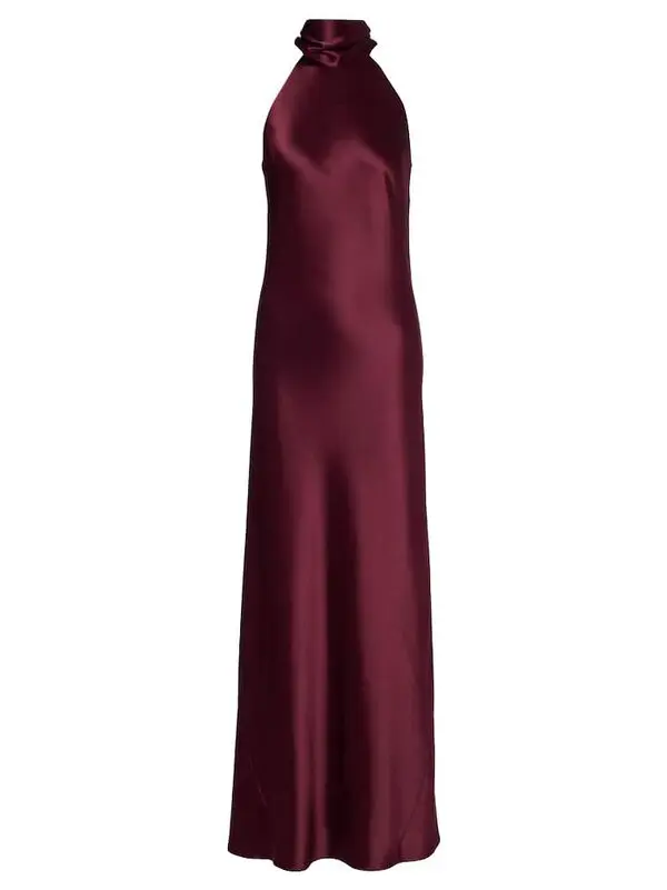 Galvan Sienna Halterneck Gown - Burgundy