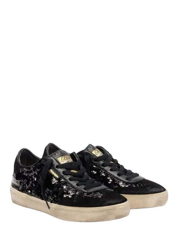 GOLDEN GOOSE Soul Star Sequined Leather Sneakers - Black