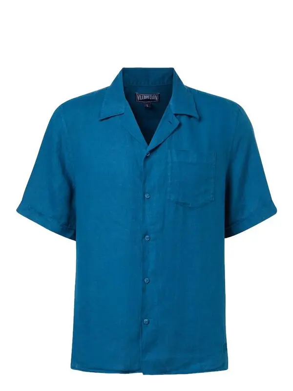 Vilebrequin Charli Linen Bowling Shirt - Blue