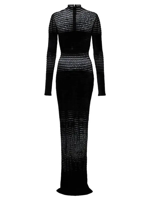 MUGLER Re/edit Semi-sheer Gown - Black