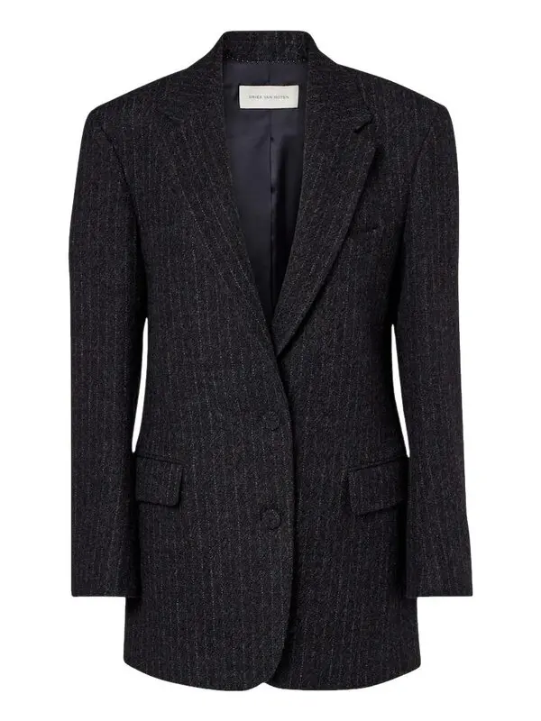 Dries Van Noten Pinstripe Wool Blazer - Grey