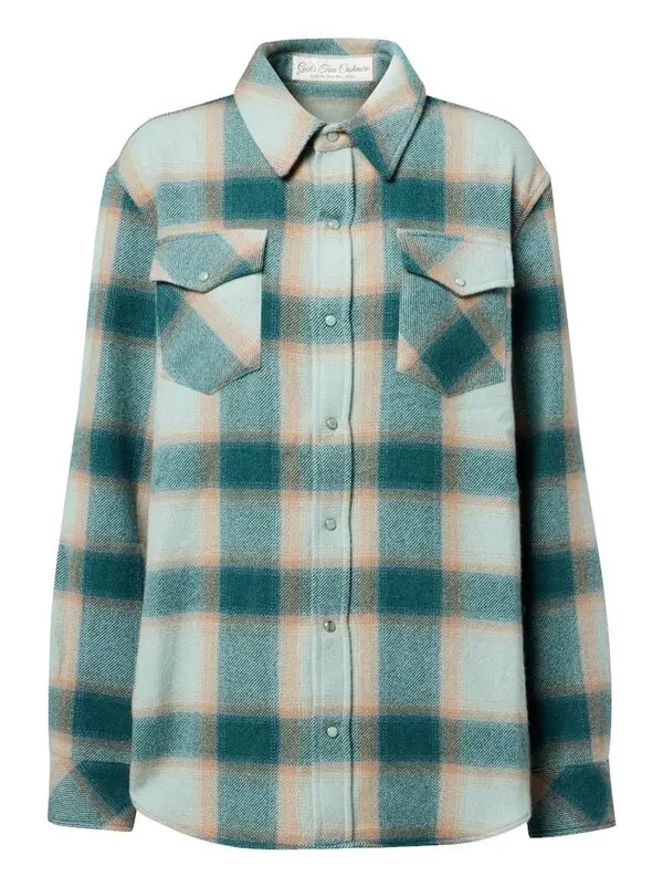 GOD'S TRUE CASHMERE Checked Cashmere Overshirt - Green